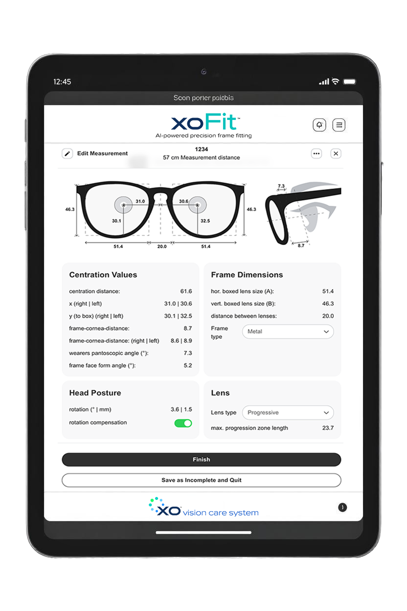xoFit Frame Fitting | Digital Frame Measurement System